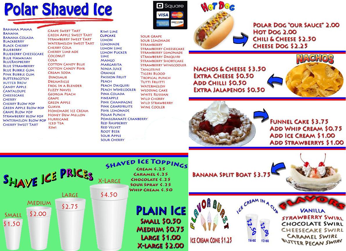 Menu | Polar Shaved Ice